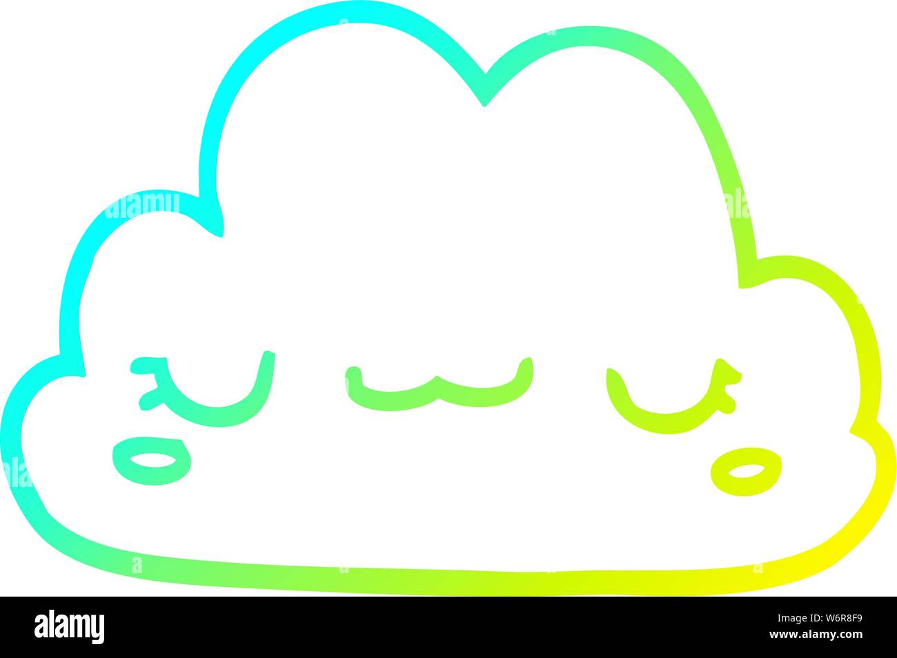 cold gradient line drawing of a cute cartoon cloud Stock Vector Image ...