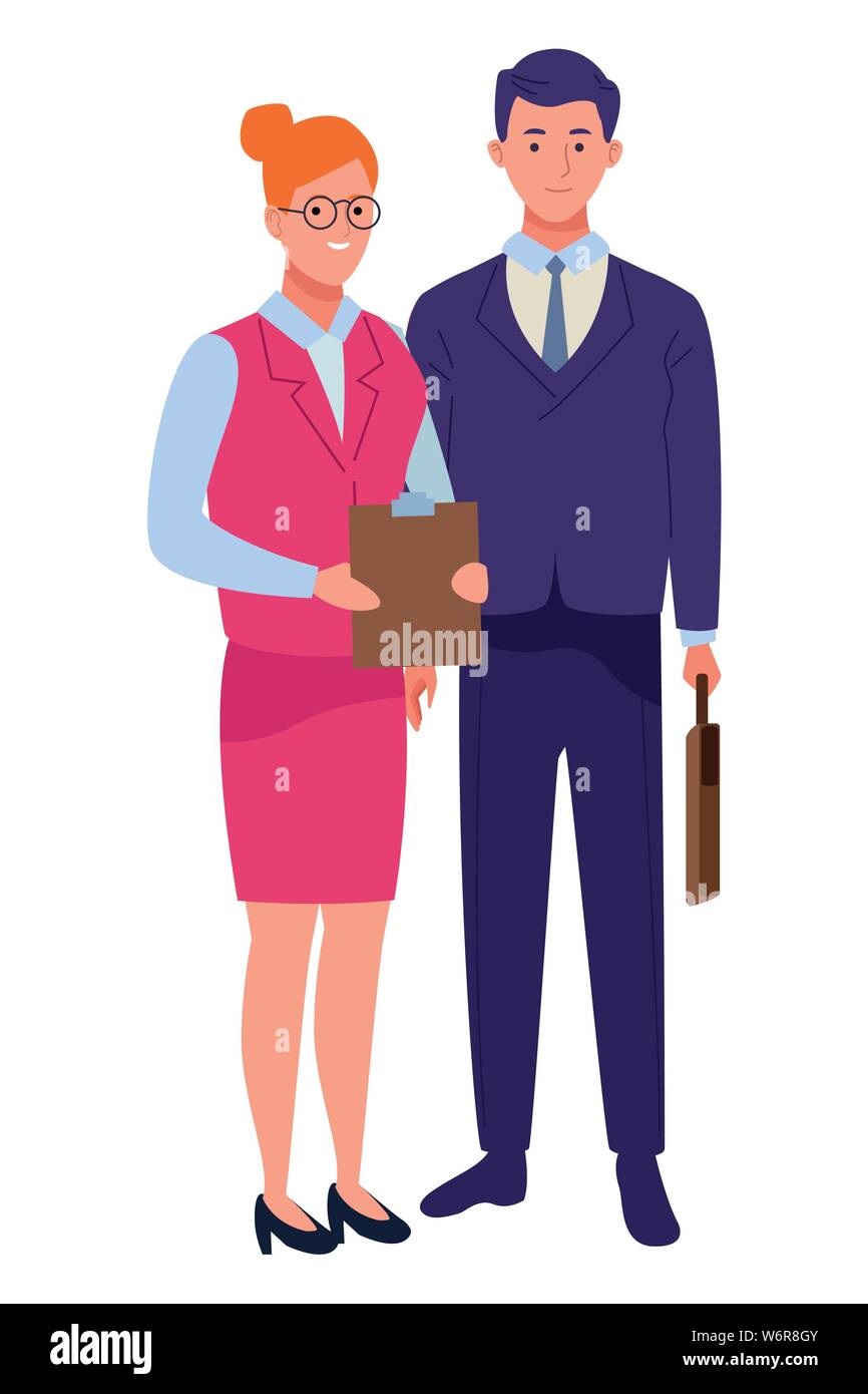 Professionals workers couple smiling cartoons Stock Vector Image & Art ...
