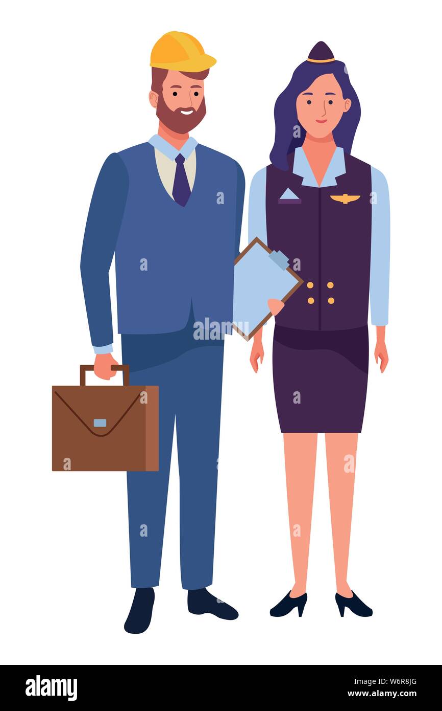 Professionals workers couple smiling cartoons Stock Vector Image & Art ...