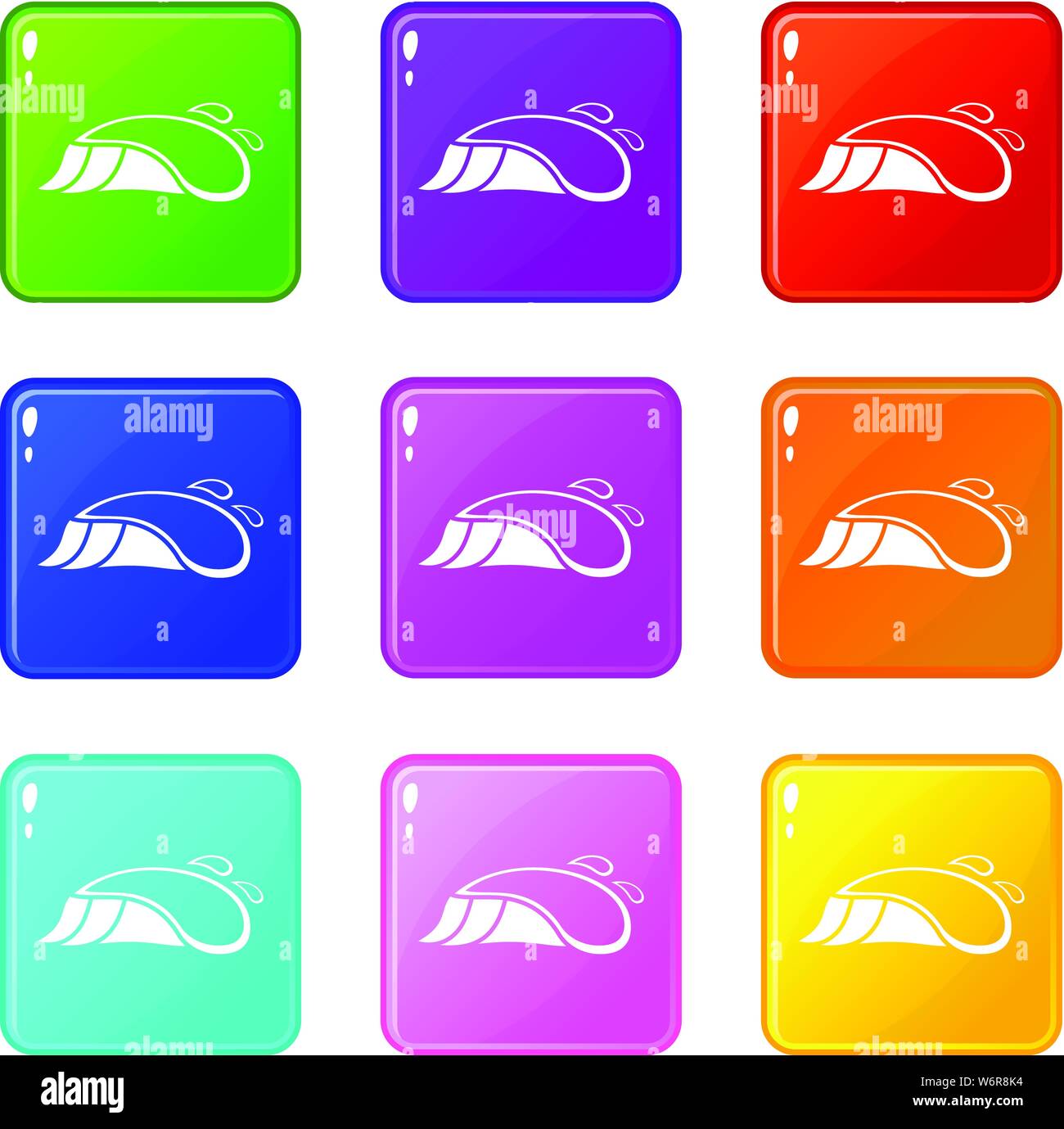 Small ocean wave icons set 9 color collection Stock Vector Image & Art ...