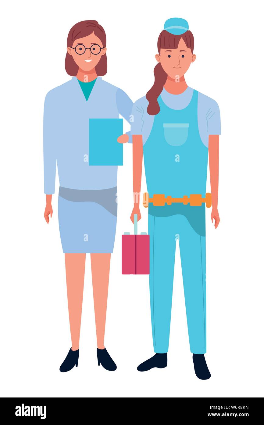 Professionals workers couple smiling cartoons Stock Vector Image & Art ...