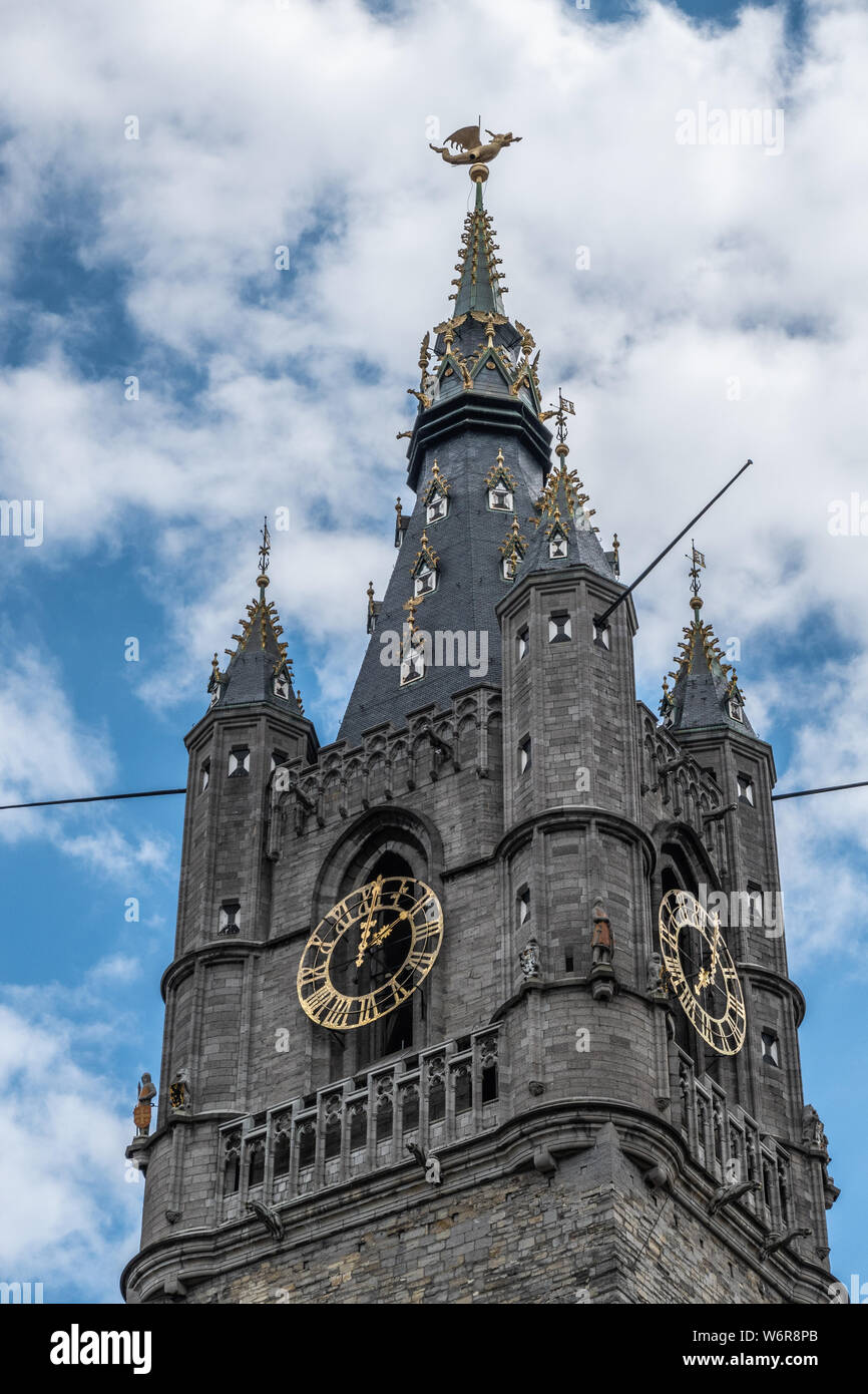 Gent, Flanders, Belgium - June 21, 2019: Highest section of Belfry ...