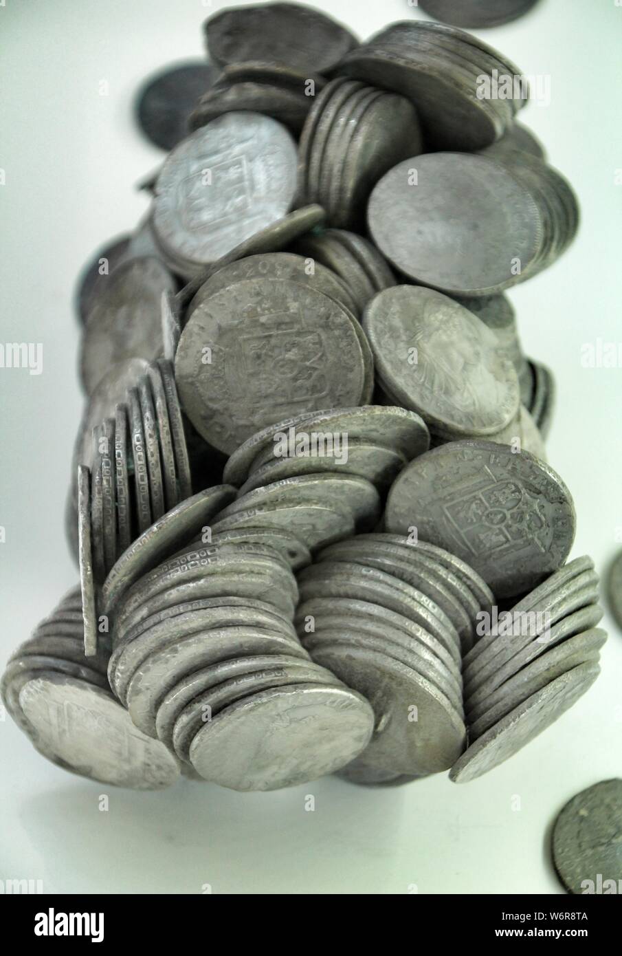 Cartagena, Murcia, Spain- July 25, 2019: Spanish silver coins recovered ...