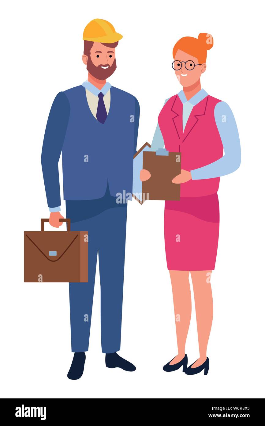 Professionals workers couple smiling cartoons Stock Vector Image & Art ...