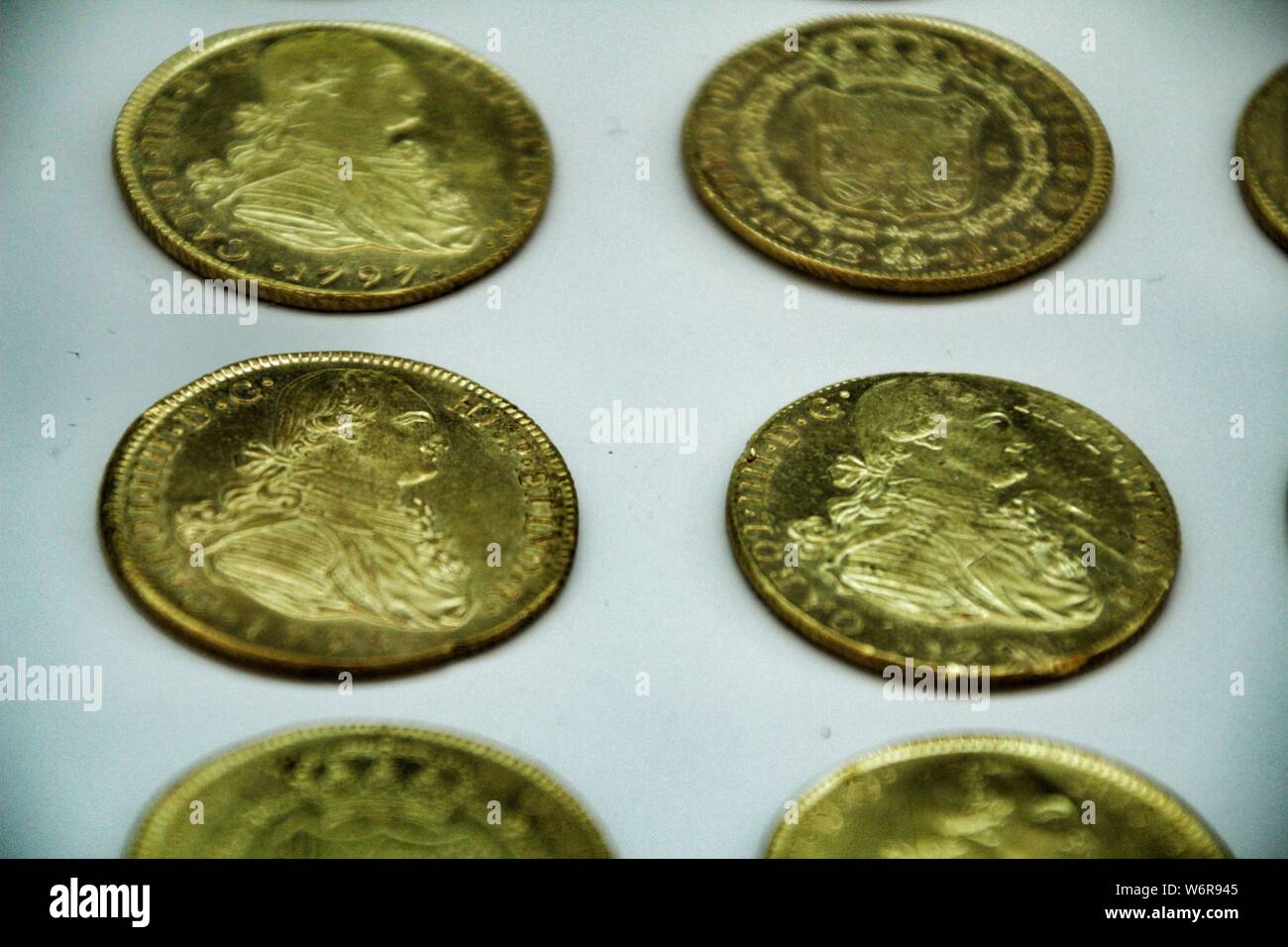 Cartagena, Murcia, Spain- July 25, 2019: Spanish gold coins recovered ...