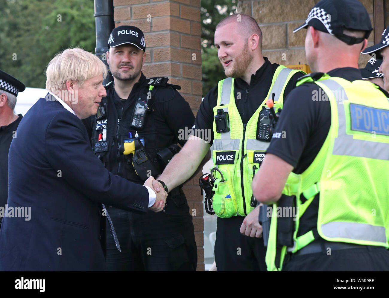 Prime minister boris johnson meeting police during hi-res stock ...