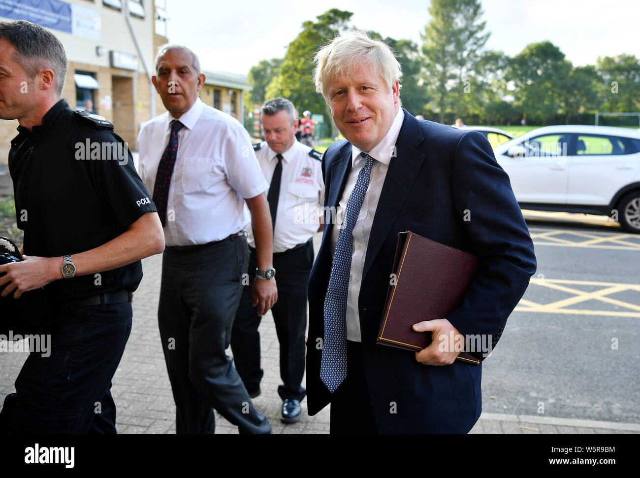 Prime Minister Boris Johnson arrives at Chapel-en-Le-frith High School ...