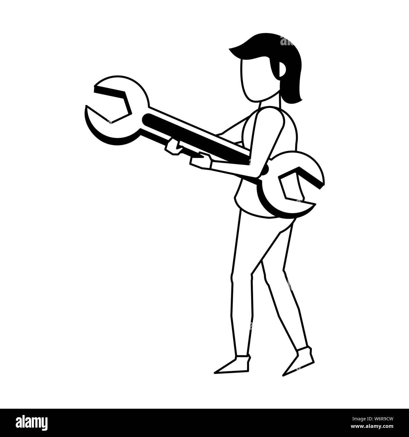 woman faceless avatar body cartoon in black and white Stock Vector ...