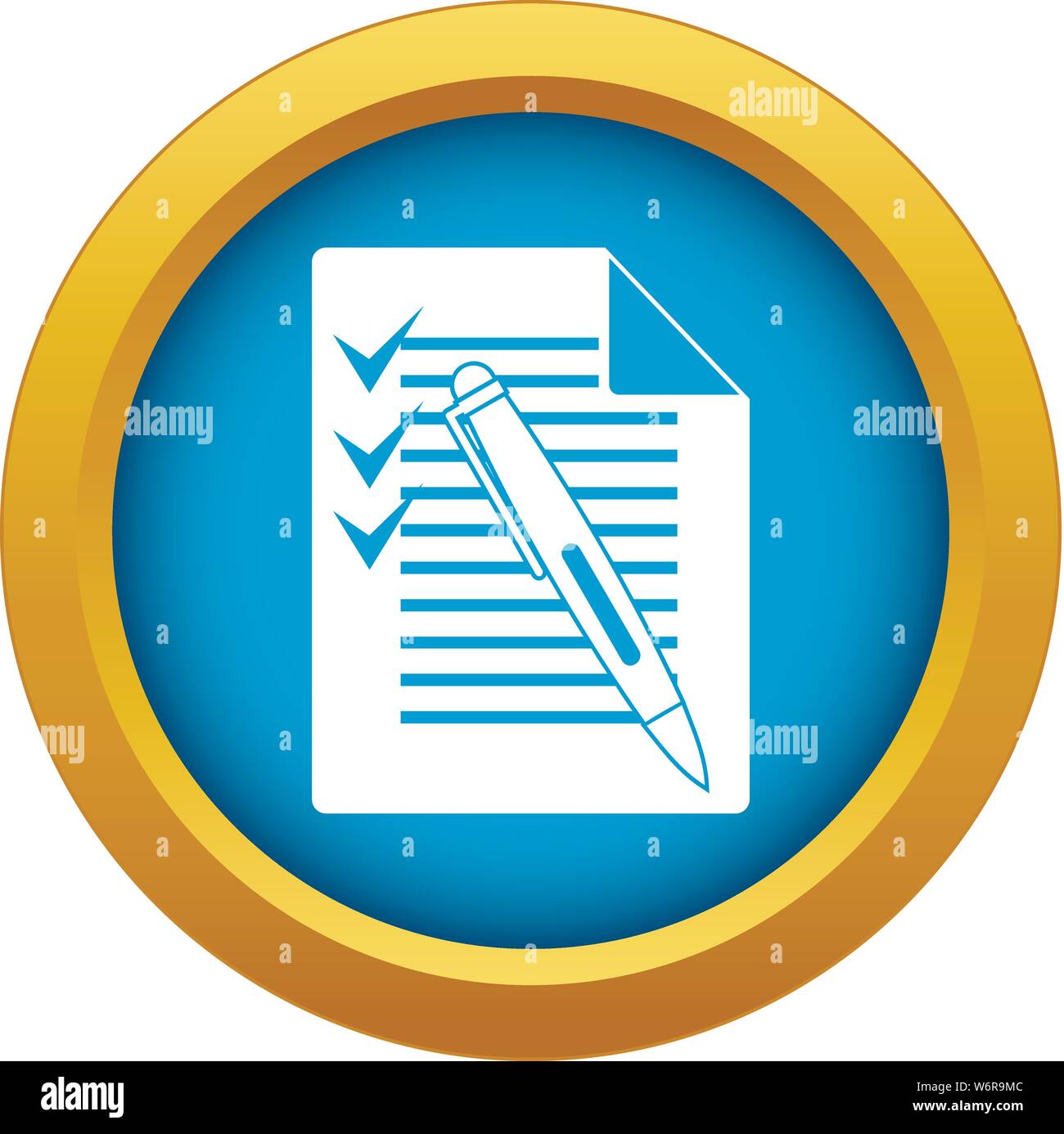 Document with plan and pen icon blue vector isolated Stock Vector Image ...