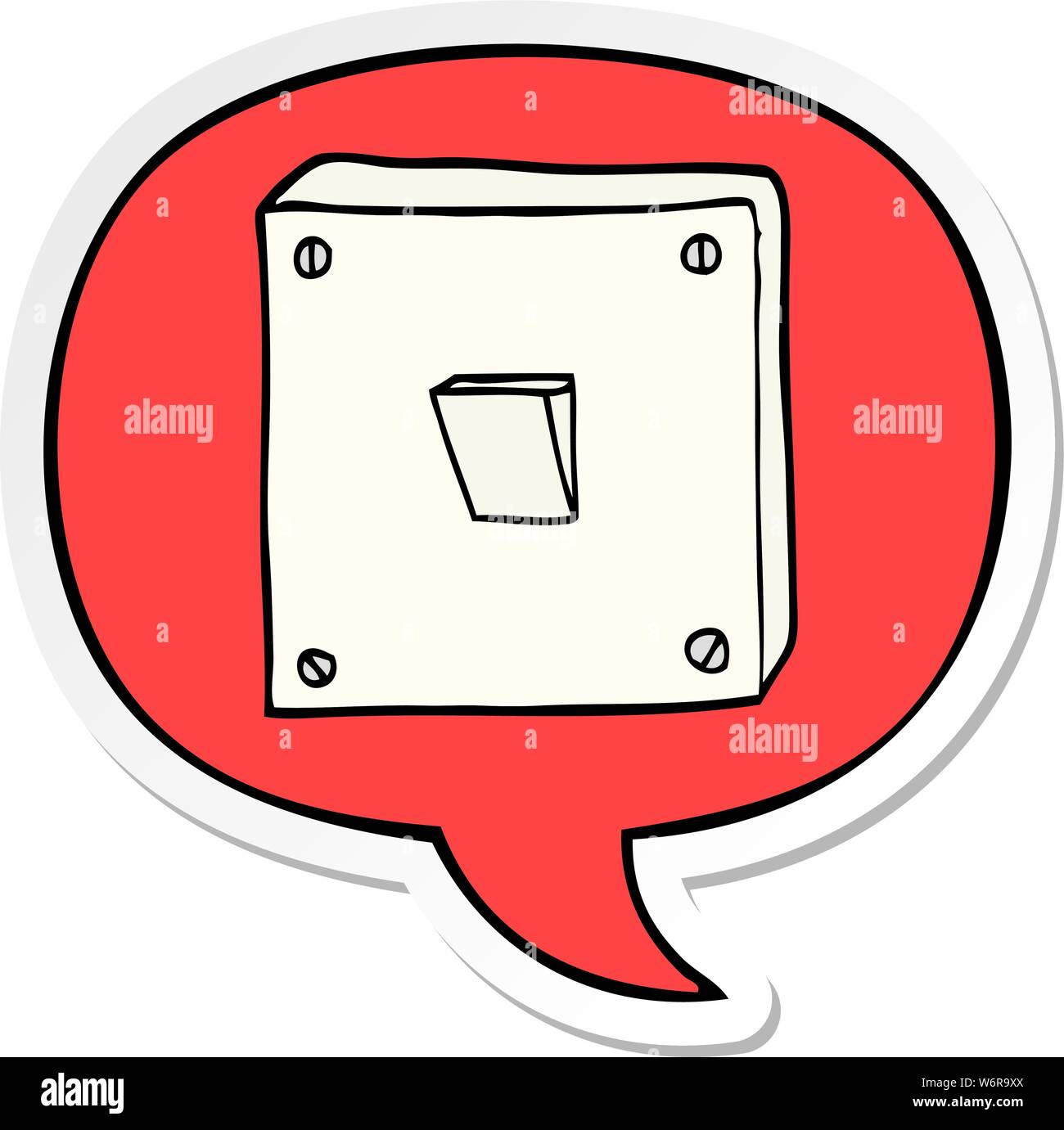 cartoon light switch with speech bubble sticker Stock Vector Image ...