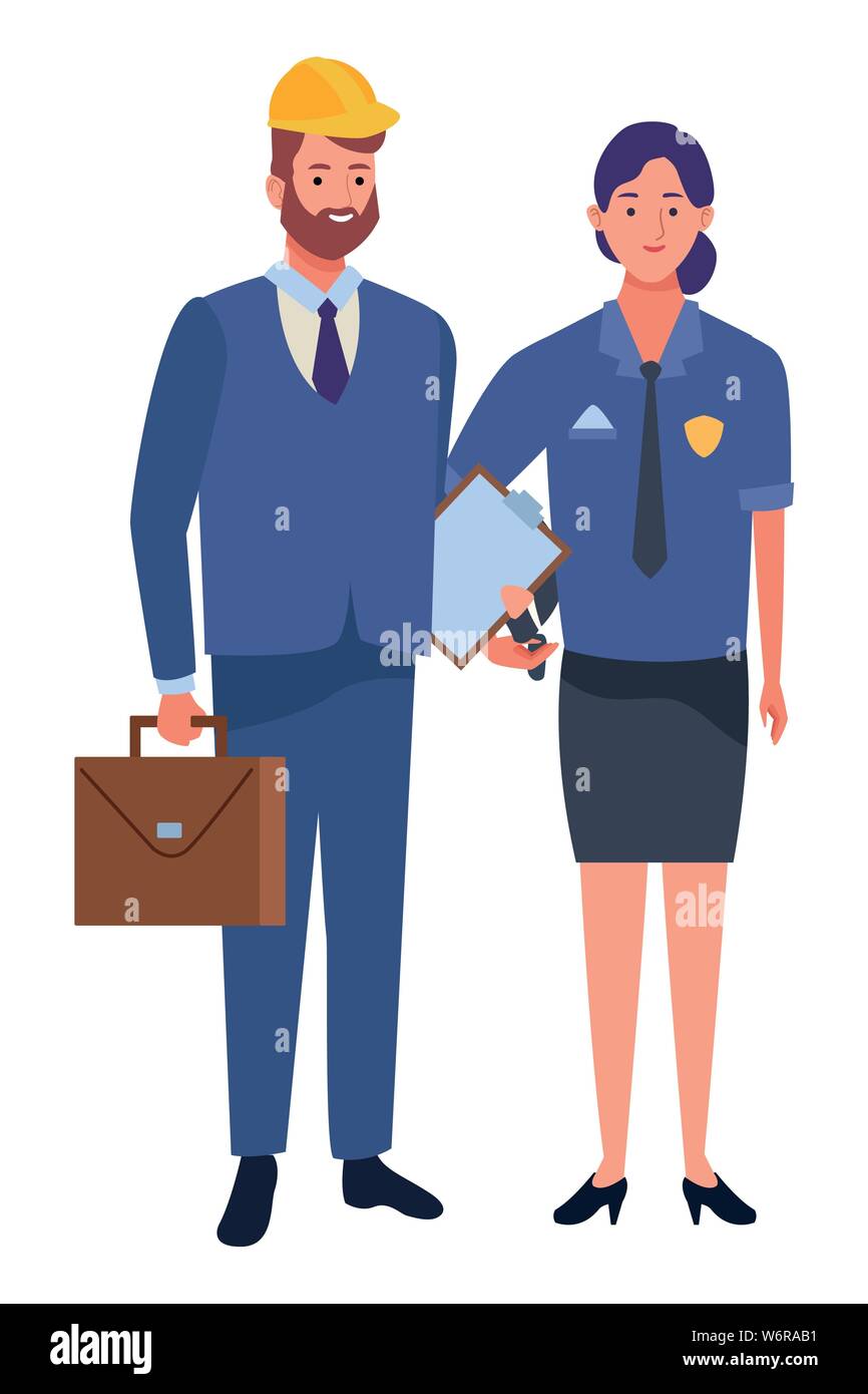 Professionals workers couple smiling cartoons Stock Vector Image & Art ...