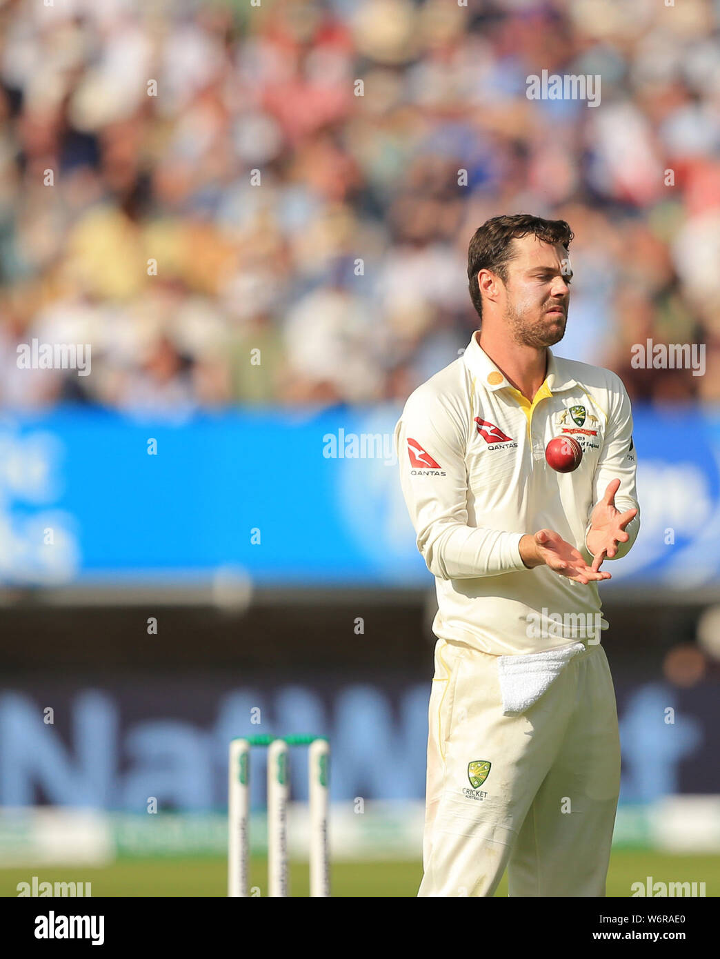 BIRMINGHAM, ENGLAND. 02 AUGUST 2019: Travis Head of Australia prepares ...