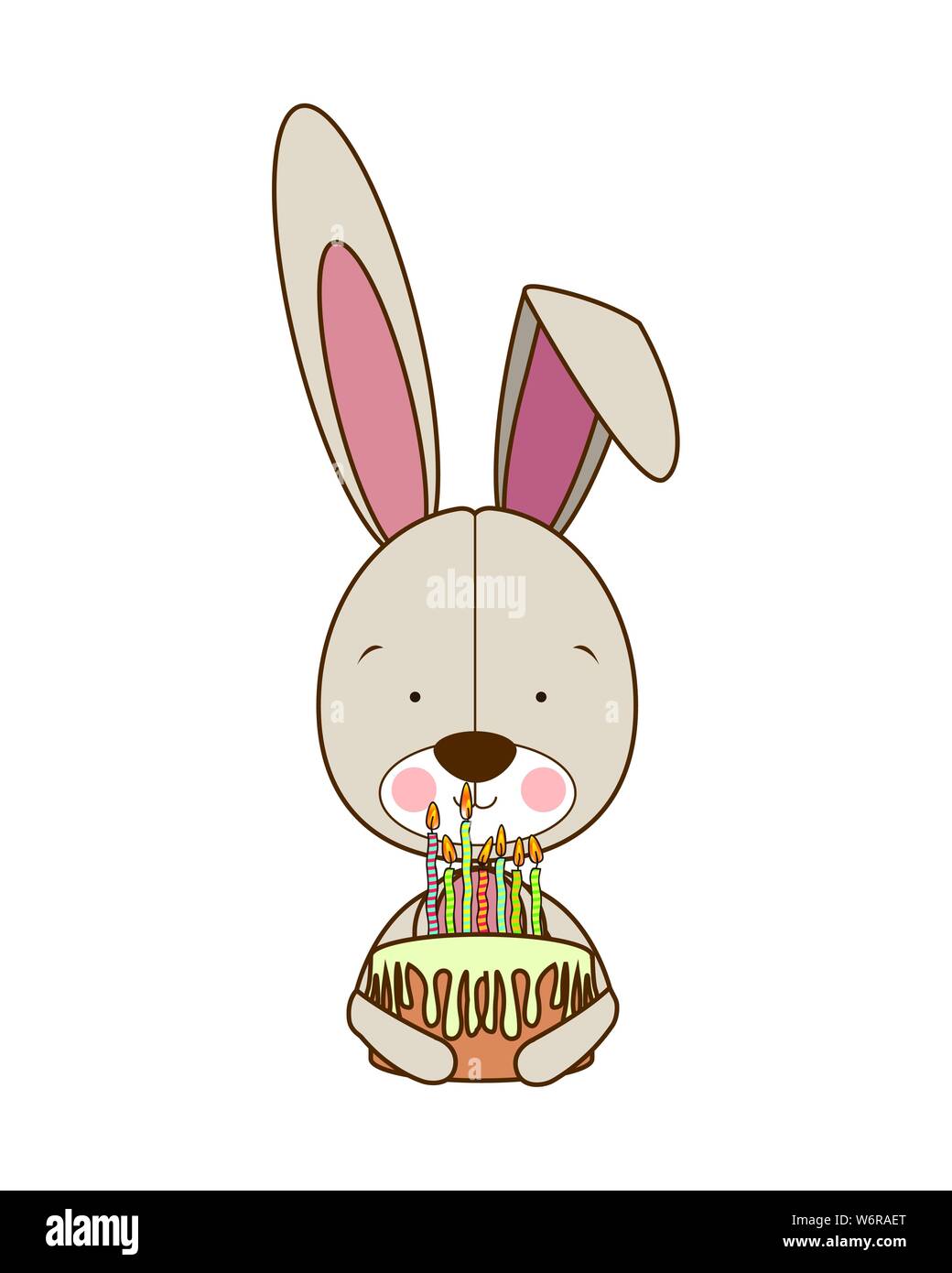 cute bunny with cake in the hand Stock Vector Image & Art - Alamy