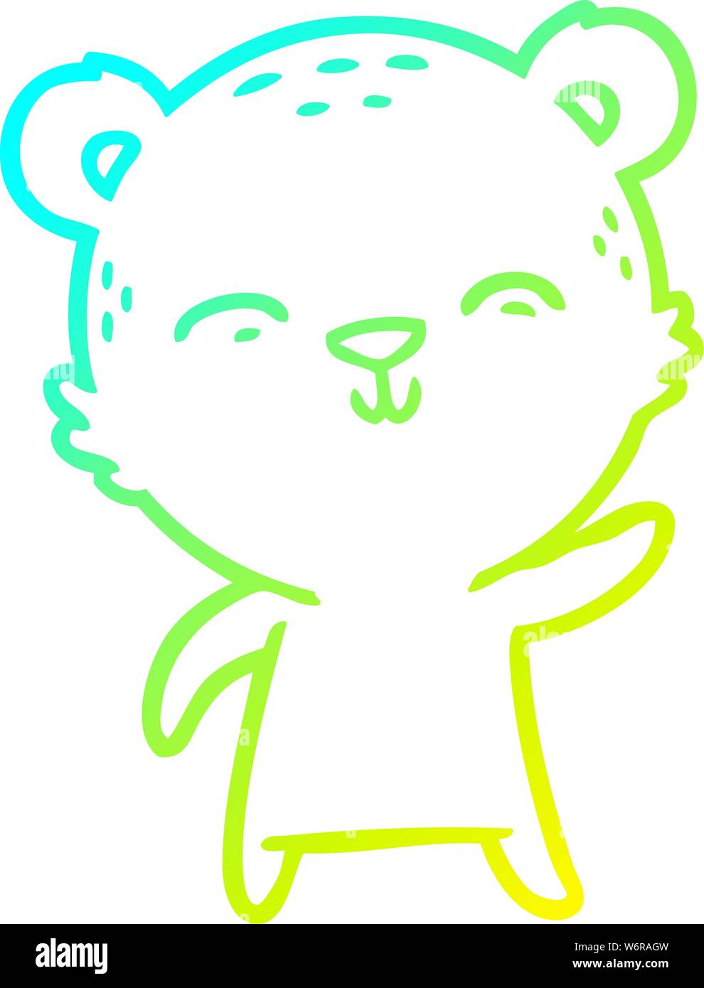 cold gradient line drawing of a happy cartoon bear Stock Vector Image ...