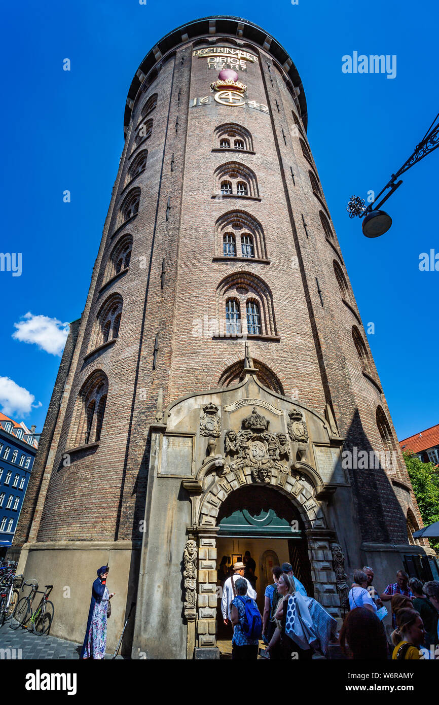 The circular tower of Trinity Church in central Copenhagen, Denmark on ...