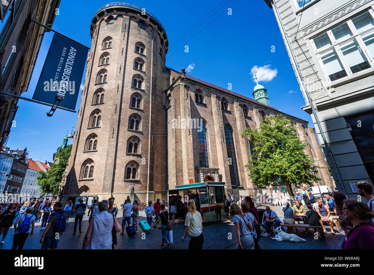 The circular tower of Trinity Church in central Copenhagen, Denmark on ...