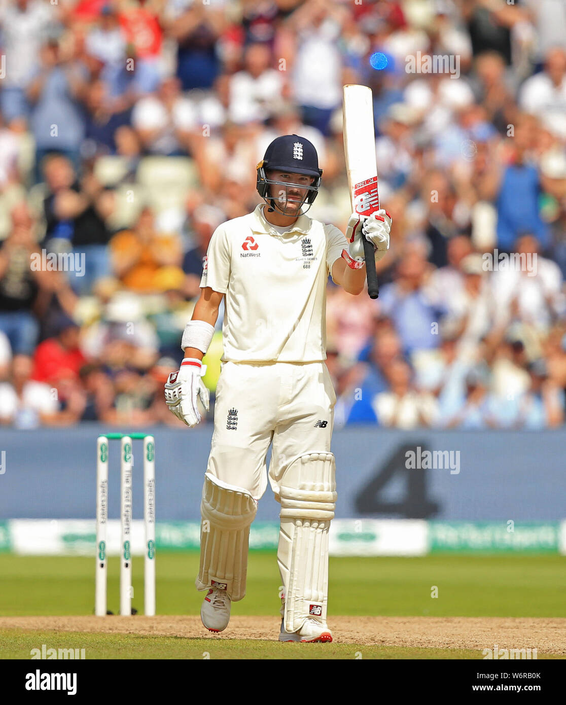 BIRMINGHAM, ENGLAND. 02 AUGUST 2019: Rory Burns of England celebrates ...