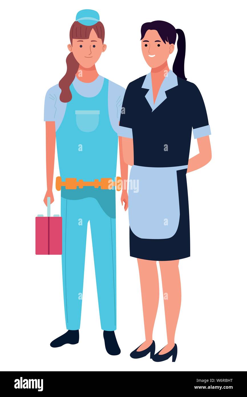 Professionals workers couple smiling cartoons Stock Vector Image & Art ...