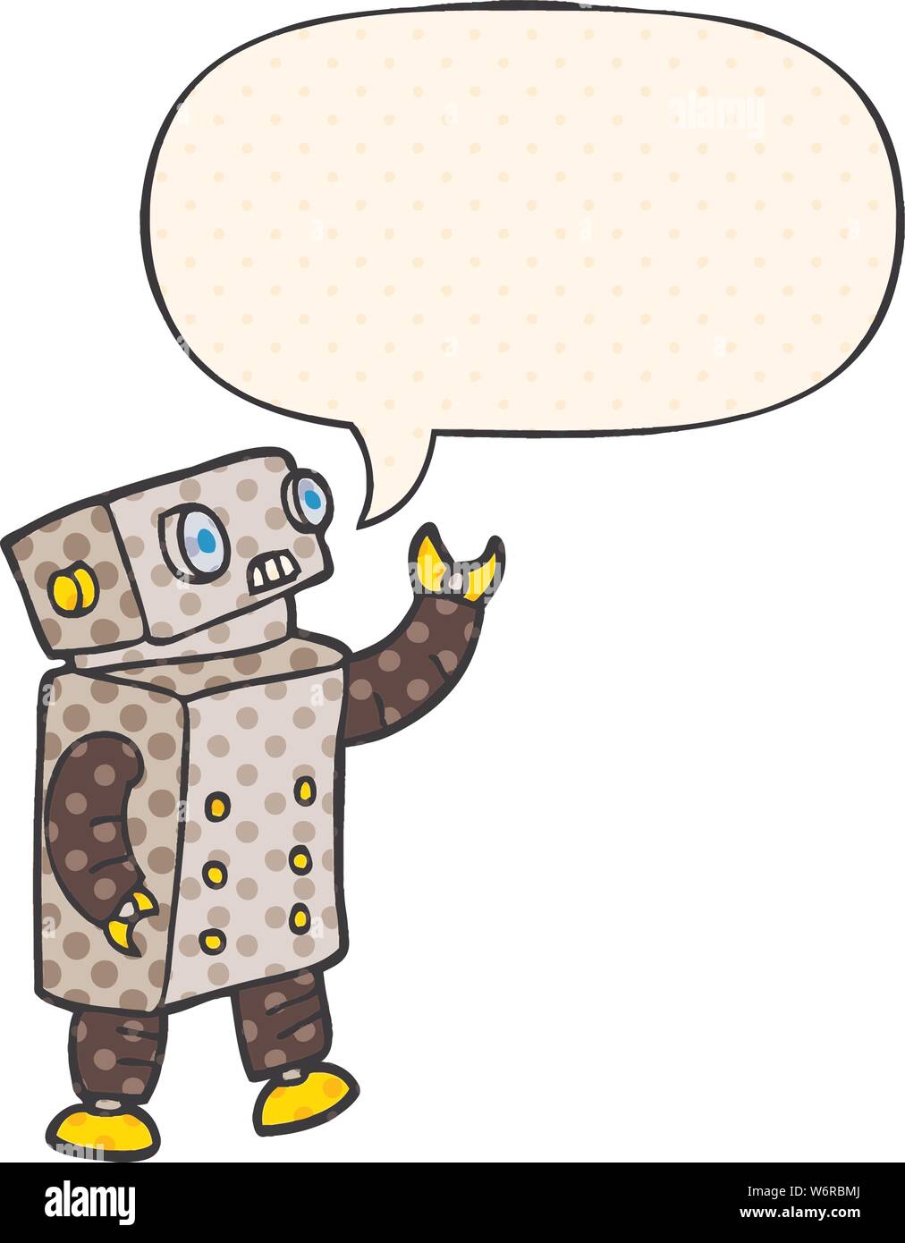 cartoon robot with speech bubble in comic book style Stock Vector Image ...