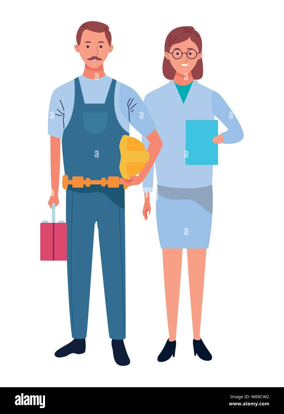 Professionals workers couple smiling cartoons Stock Vector Image & Art ...