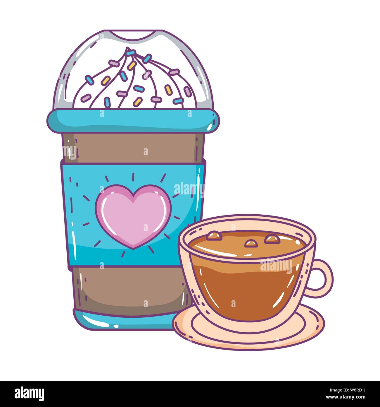 Iced coffee mug and cup design, Drink breakfast beverage bakery ...