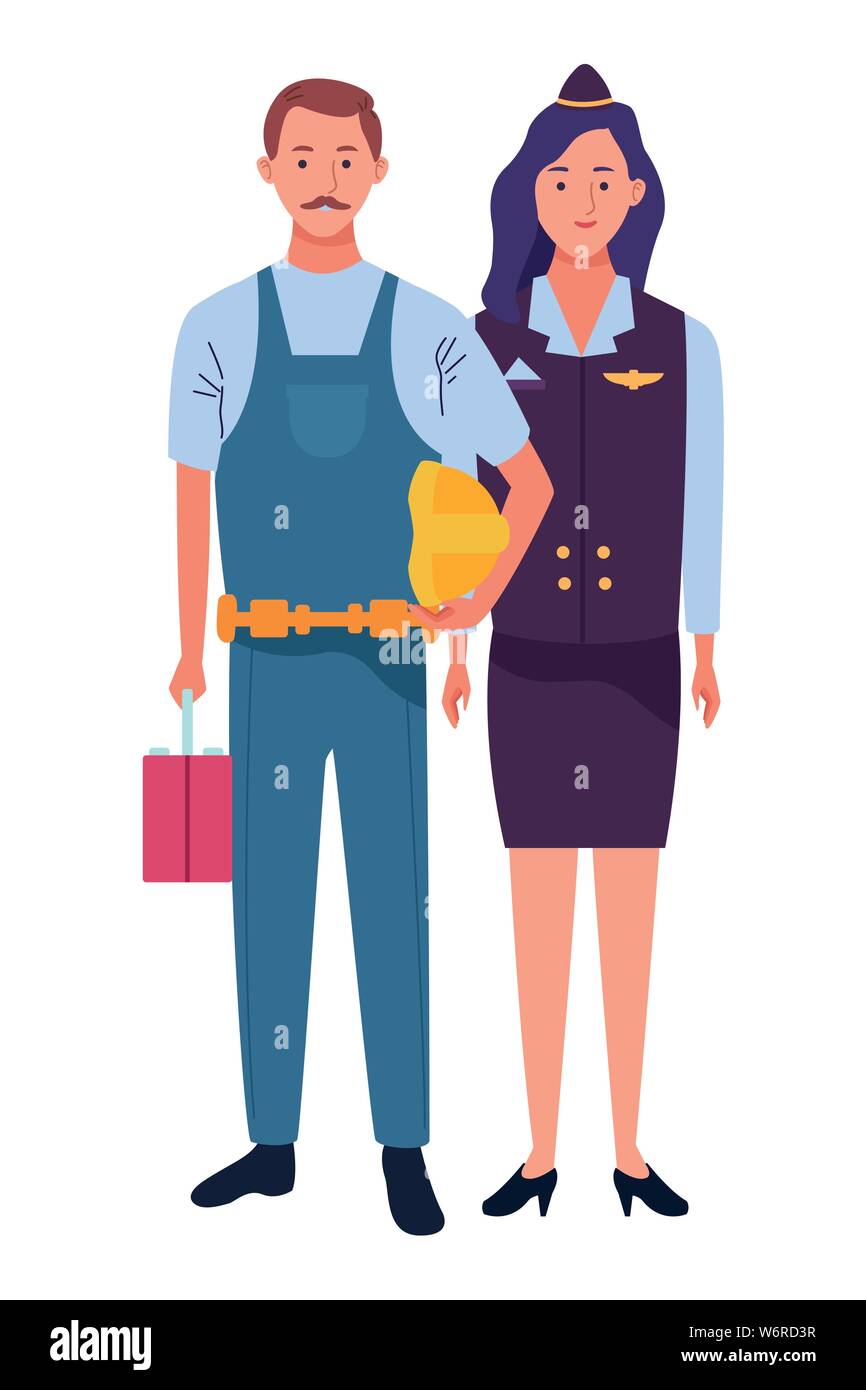 Professionals workers couple smiling cartoons Stock Vector Image & Art ...