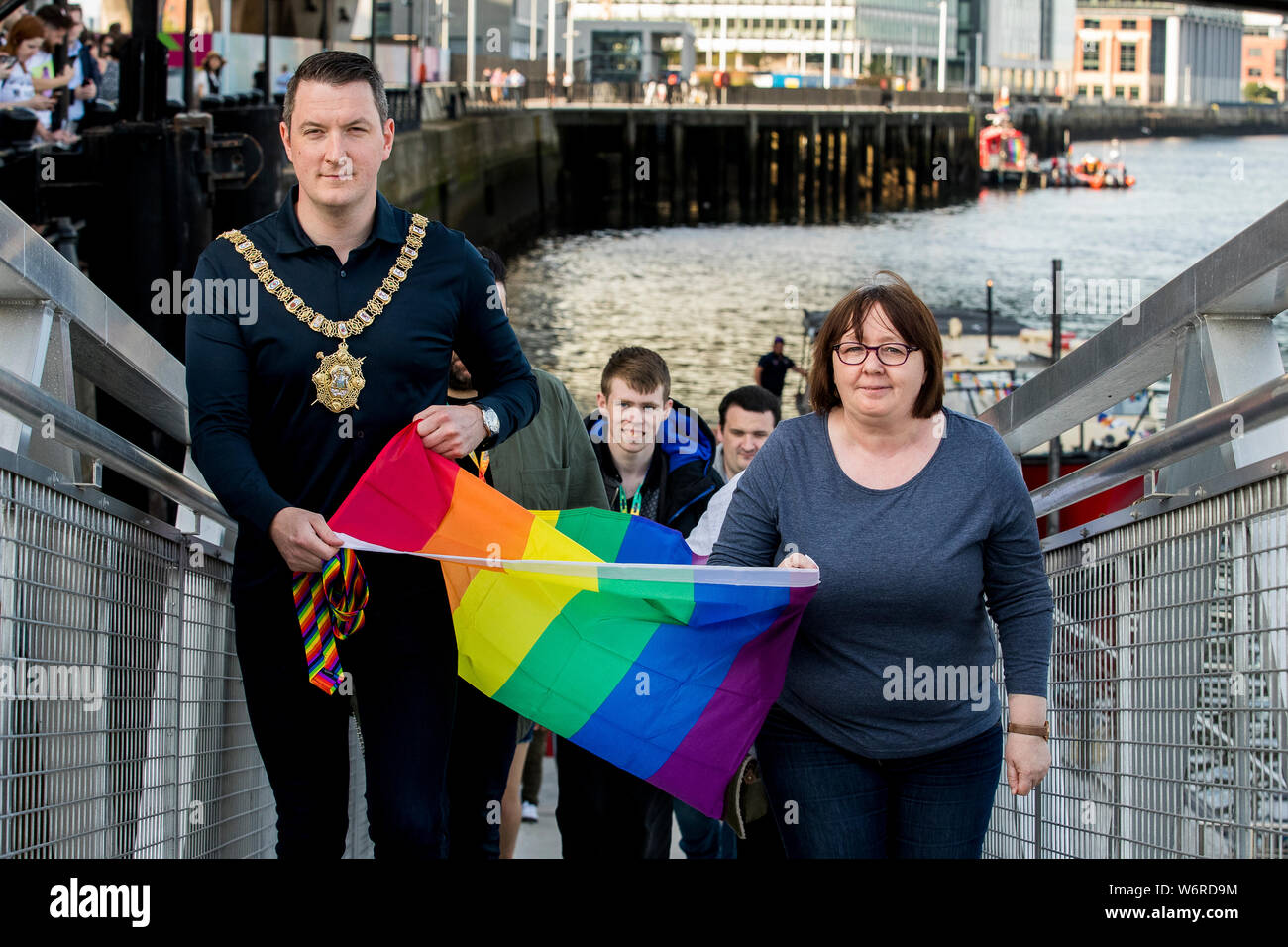 (left to right) Belfast Lord Mayor John Finucane and Sinn F in's Mary ...