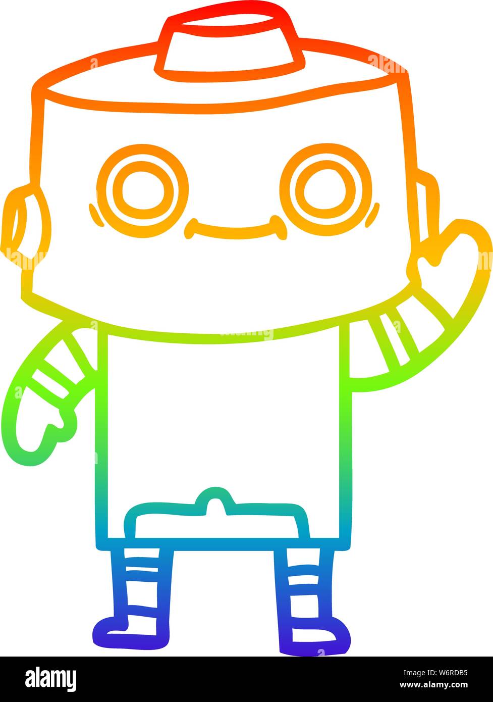 rainbow gradient line drawing of a cartoon robot Stock Vector Image ...