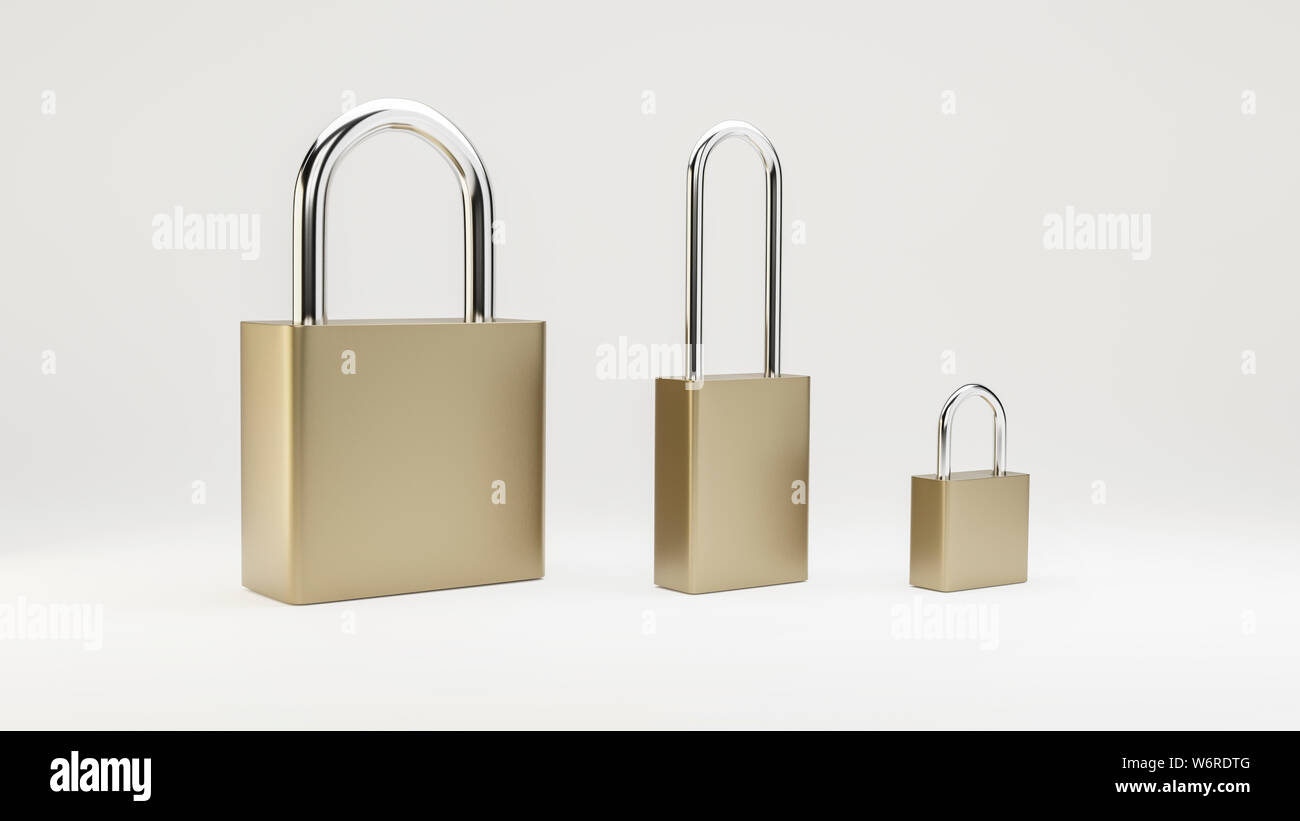 Illustration of simple steel padlocks in diferent shapes and sizes in ...