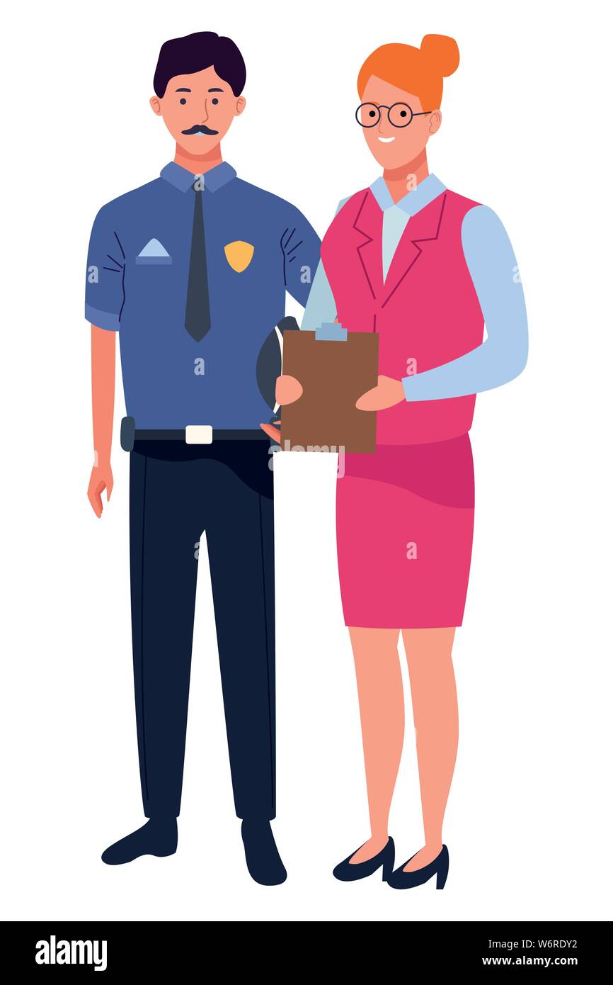 Professionals workers couple smiling cartoons Stock Vector Image & Art ...