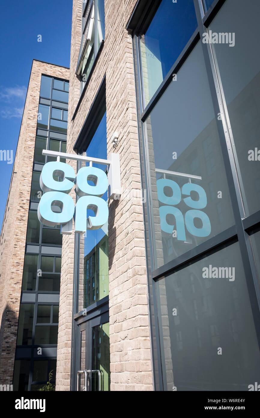 Co-Op sign on Co-Op Food shop Stock Photo - Alamy