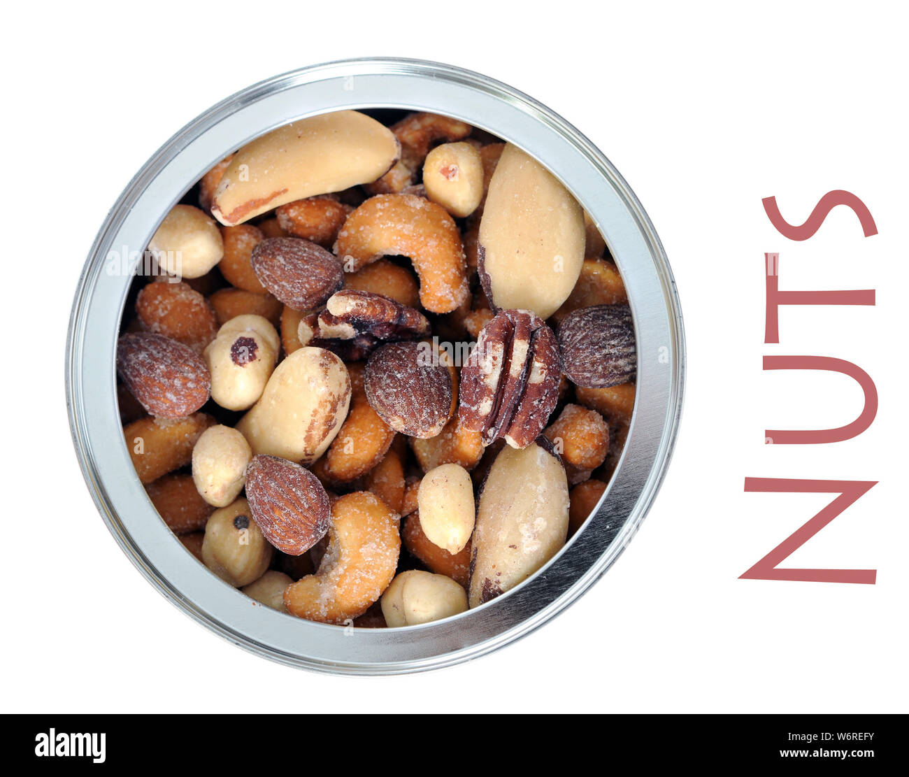 mix of many kind of nuts in metal can Stock Photo - Alamy