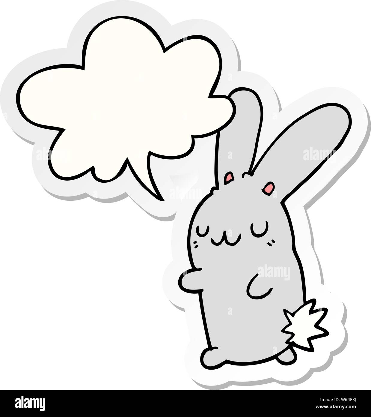 cute cartoon rabbit with speech bubble sticker Stock Vector Image & Art ...