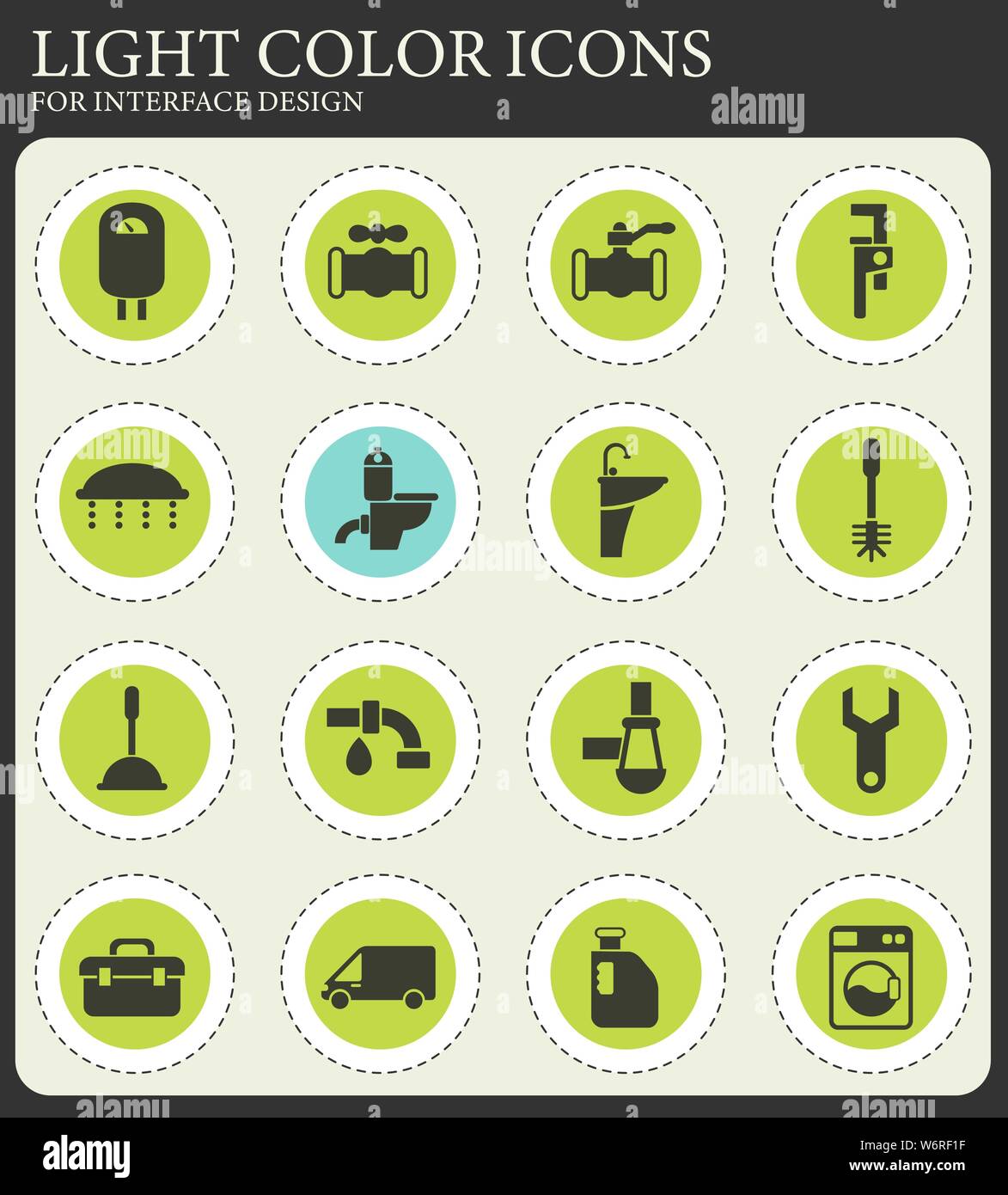 plumbing service vector icons for web and user interface design Stock ...