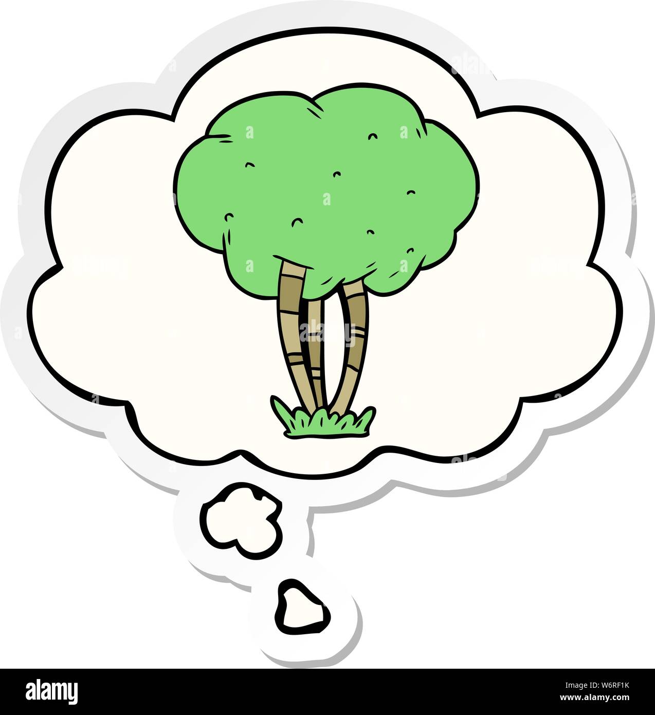 cartoon tree with thought bubble as a printed sticker Stock Vector ...