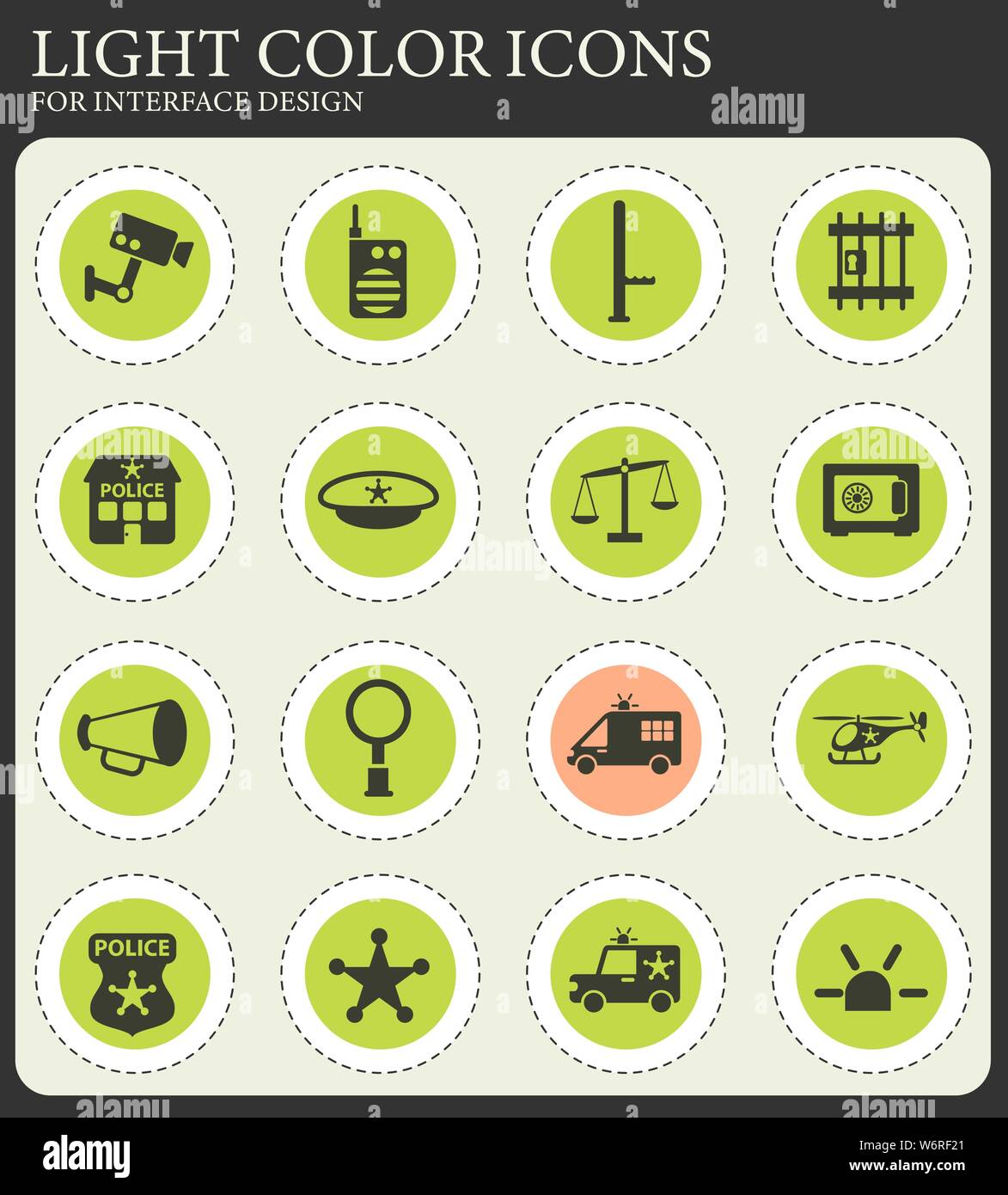 police department vector icons for web and user interface design Stock ...