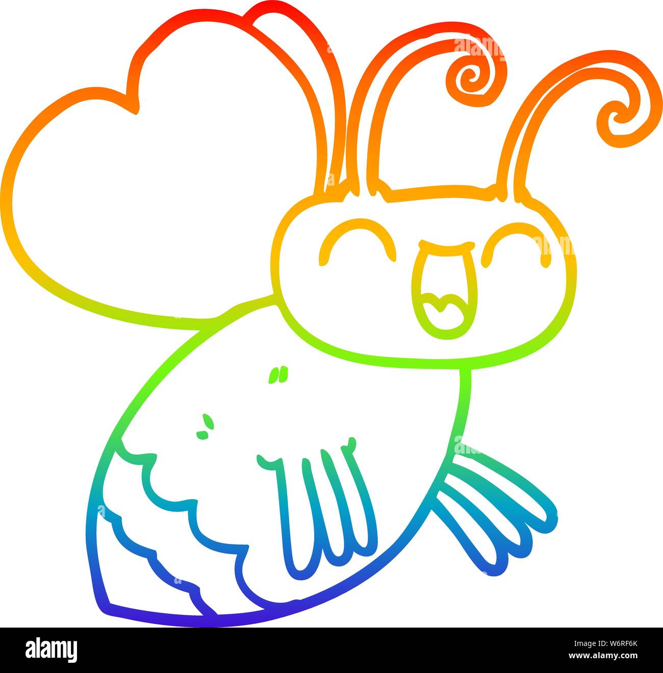 rainbow gradient line drawing of a cartoon bug Stock Vector Image & Art ...