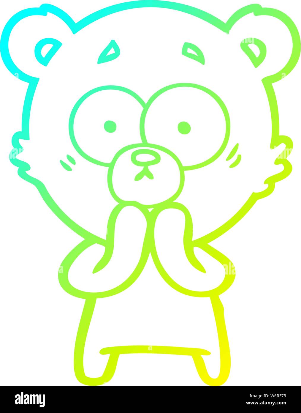 cold gradient line drawing of a worried bear cartoon Stock Vector Image ...