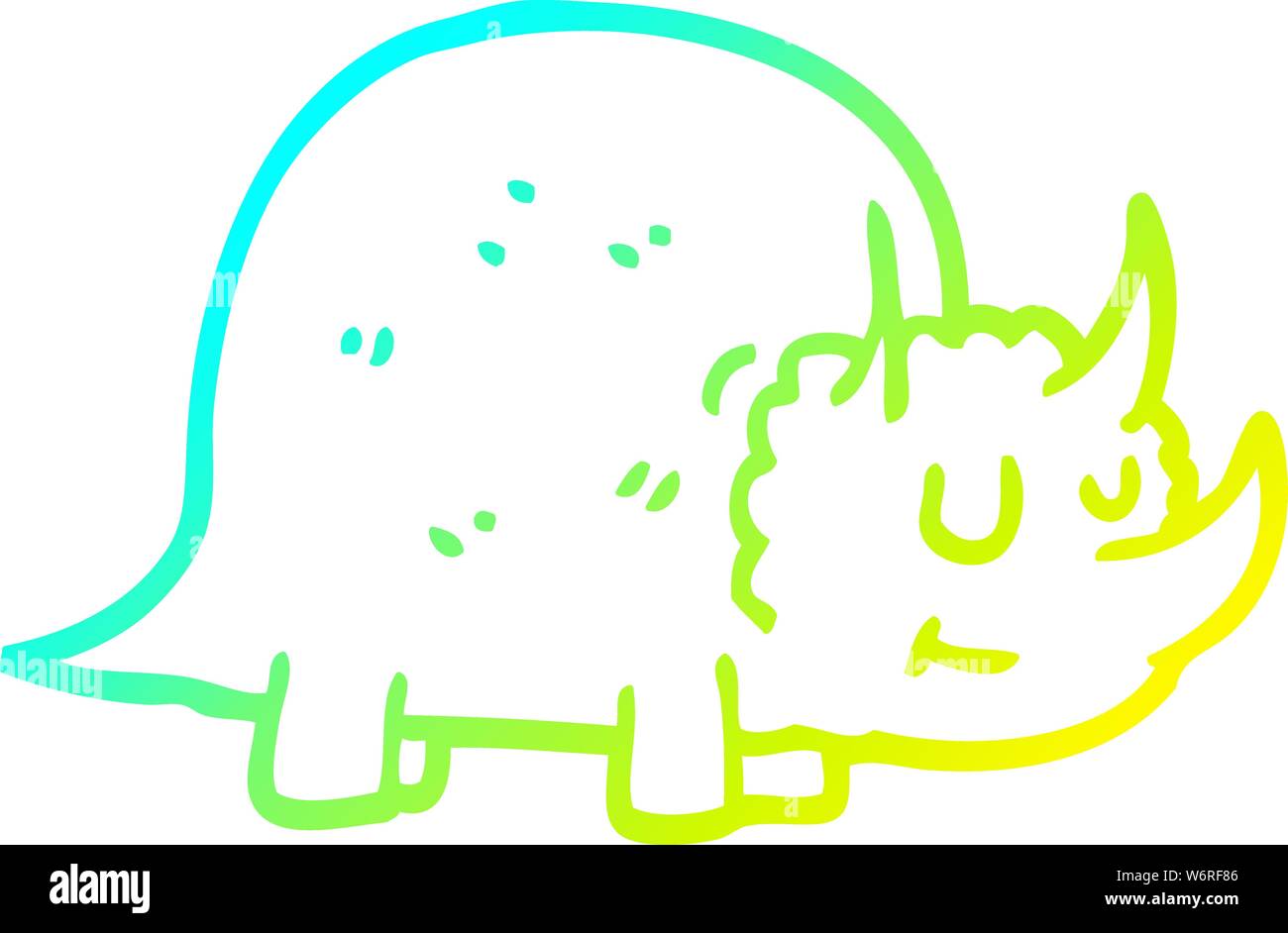 cold gradient line drawing of a cartoon prehistoric dinosaur Stock ...
