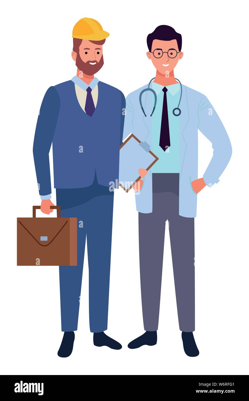 Professionals workers couple smiling cartoons Stock Vector Image & Art ...