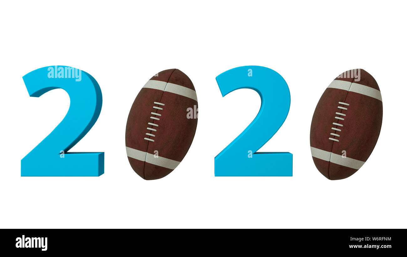 American football 2020 design background on a White Background. 3d ...