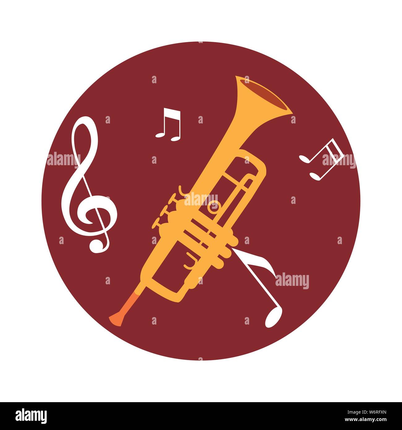 trumpet musical on note background vector illustration Stock Vector ...