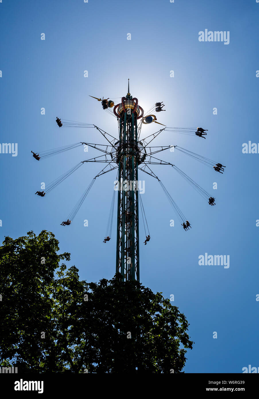 The Star Flyer ride in Tivoli Gardens Amusement Park in Copenhagen ...