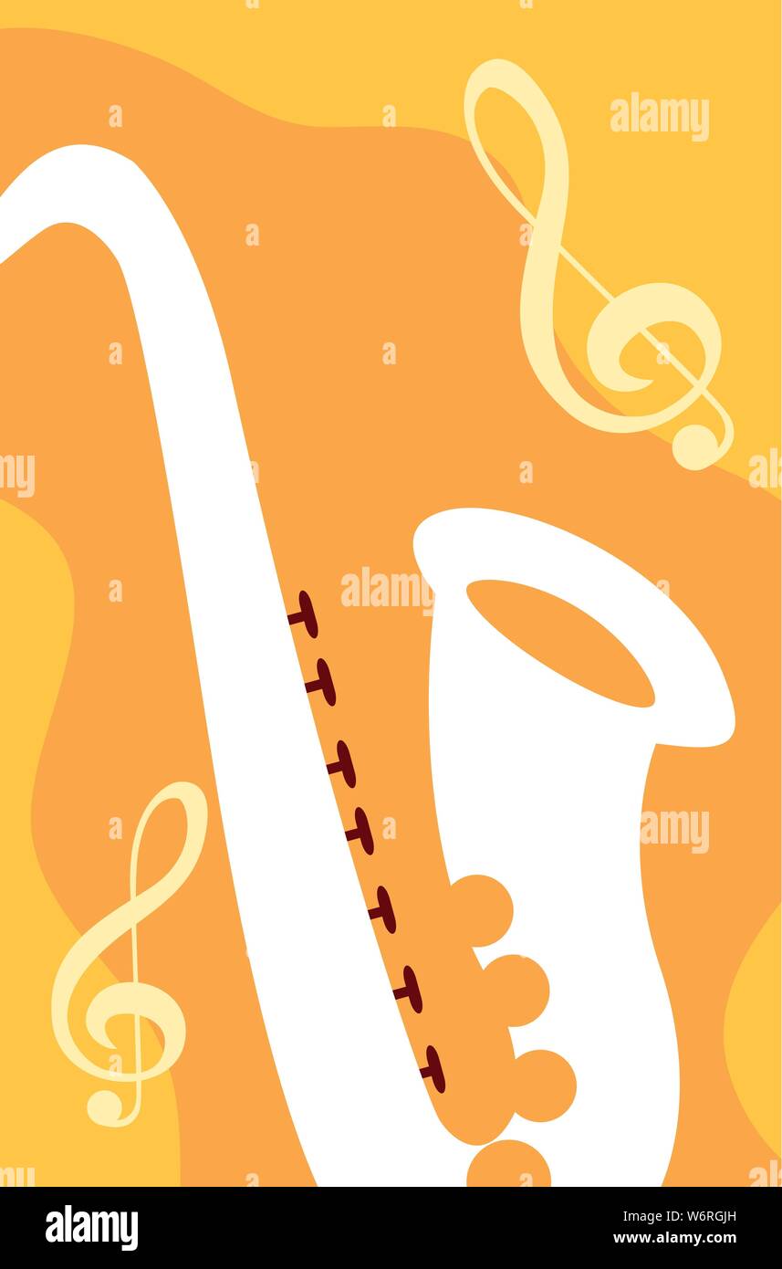 saxophone musical on note background vector illustration Stock Vector ...