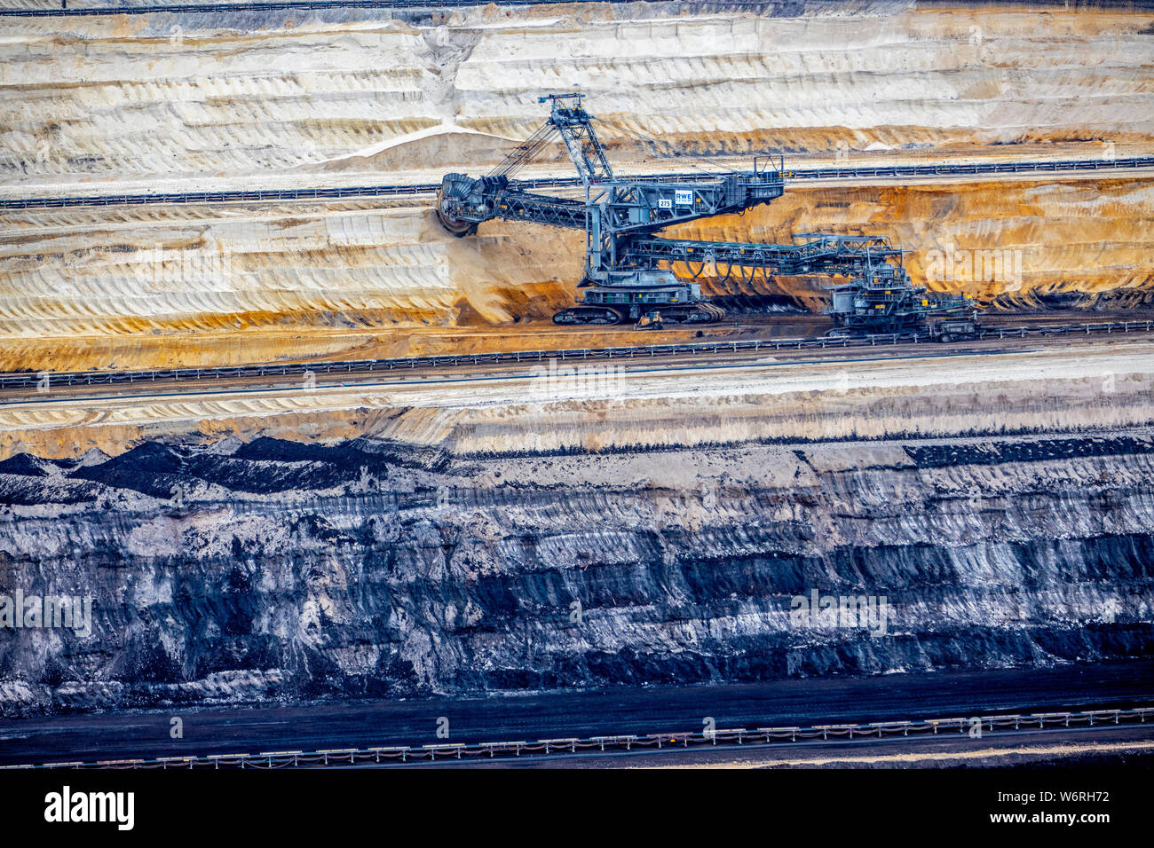 Brown coal open cast mine Inden, filling area in open cast mine, bucket ...