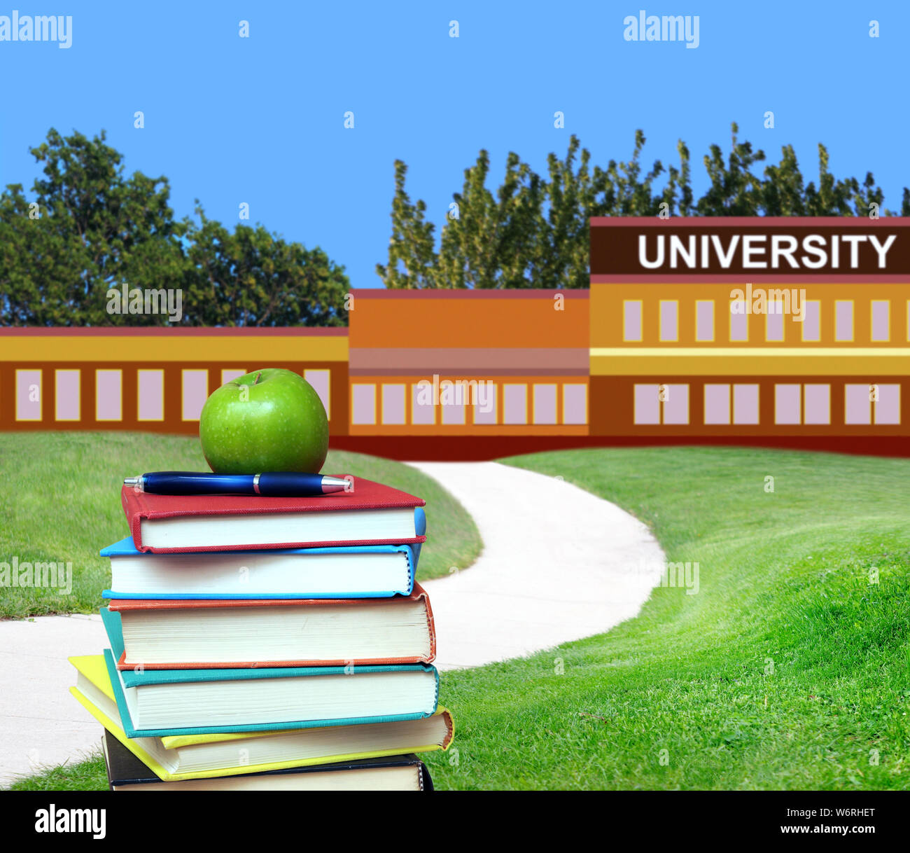concept of higher education: book in front of university Stock Photo ...
