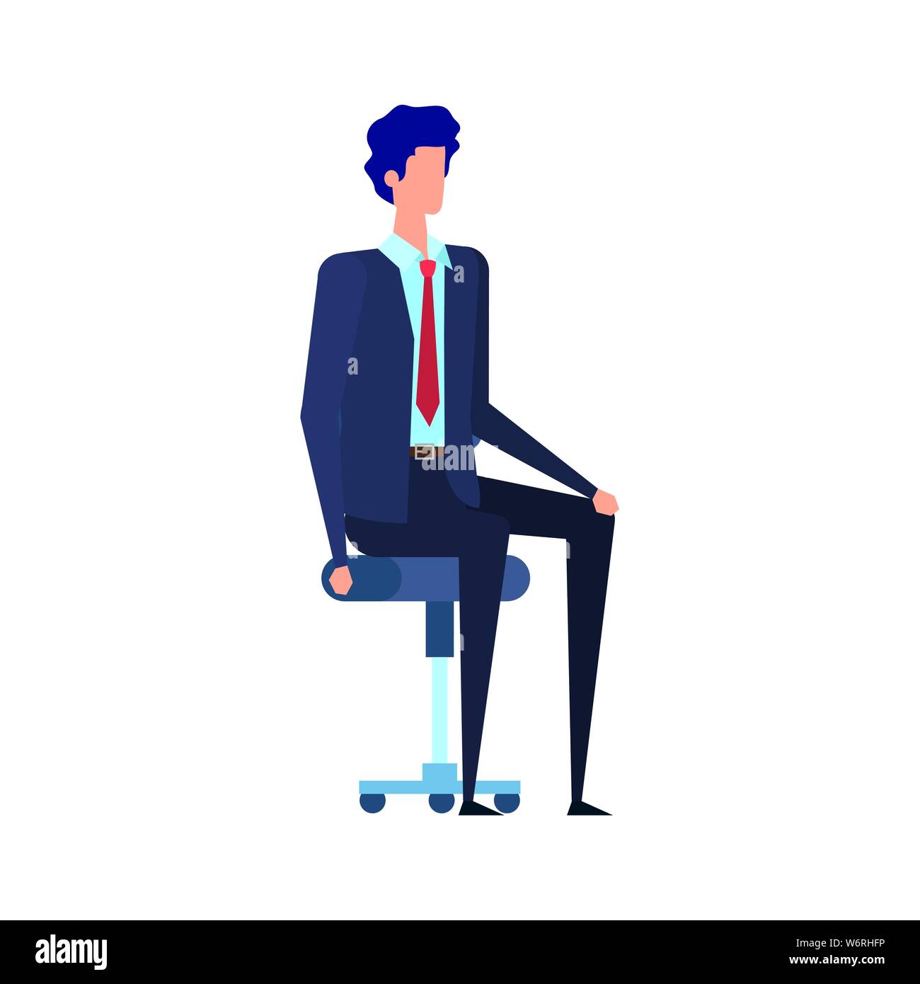 elegant businessman worker seated in office chair Stock Vector Image ...