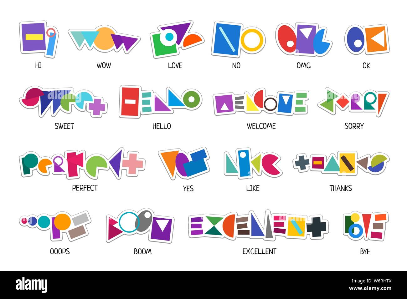 Message abstract sticker label set for social media network chat ...