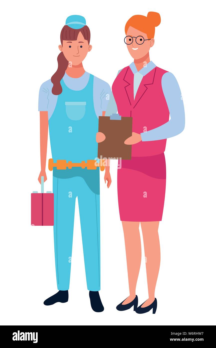 Professionals workers couple smiling cartoons Stock Vector Image & Art ...