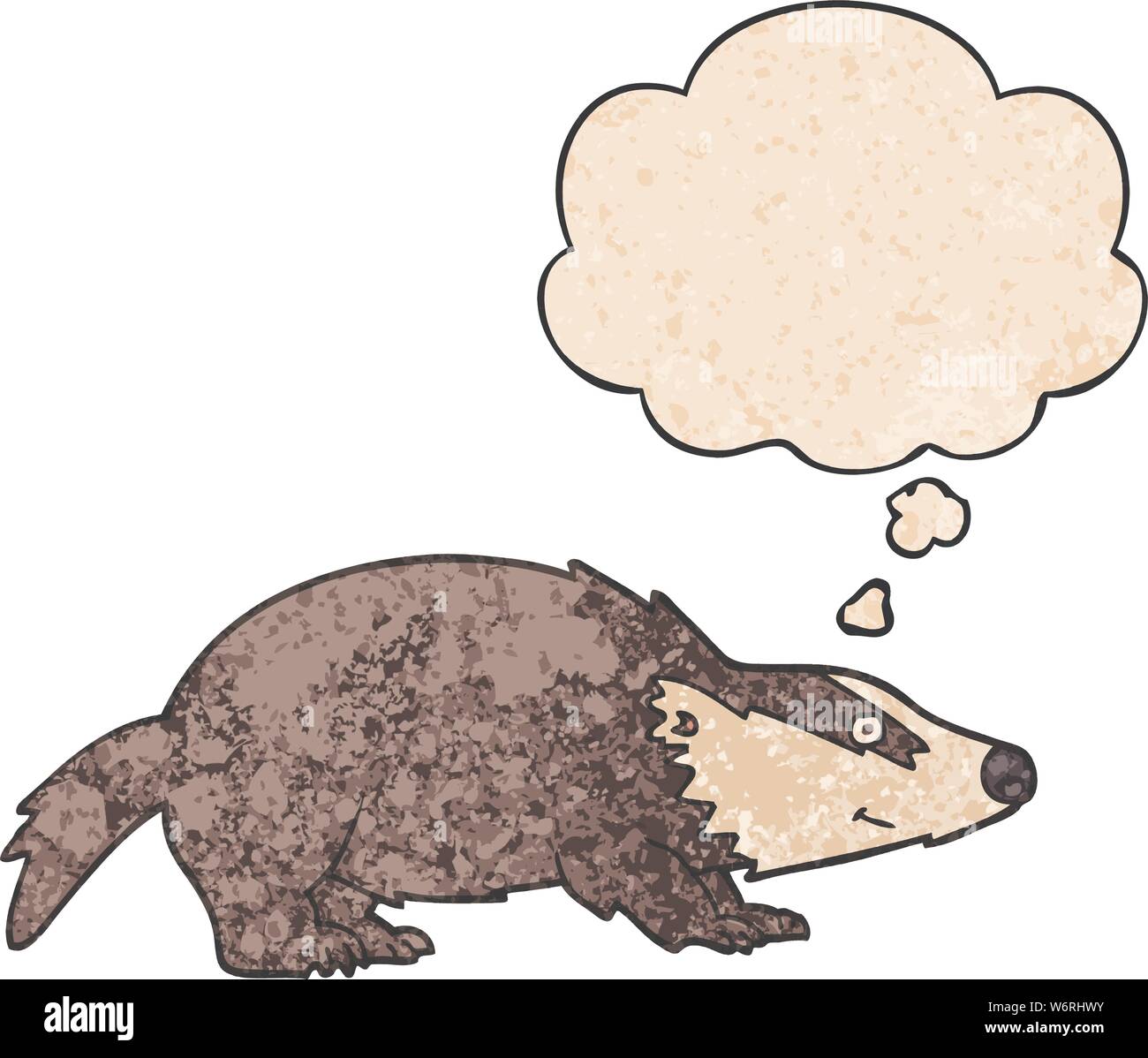 cartoon badger with thought bubble in grunge texture style Stock Vector ...
